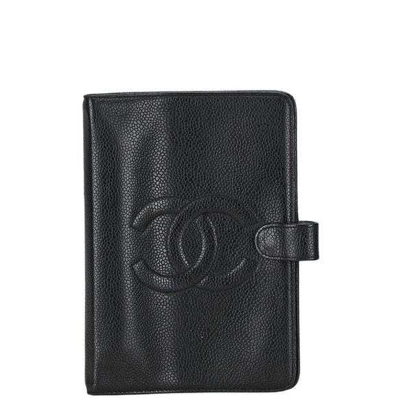 CHANEL | Other | Chanel Coco Mark Notebook Cover Agenda Black Caviar ...
